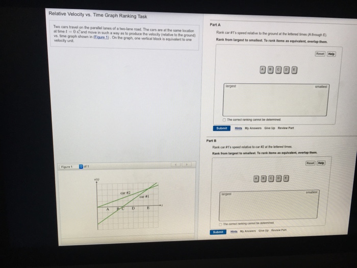 Solved Relative Velocity vs. Time Graph Ranking Task Two | Chegg.com