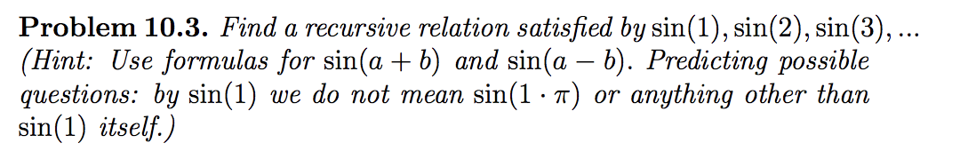 Solved Problem 10.3. Find a recursive relation satisfied by | Chegg.com