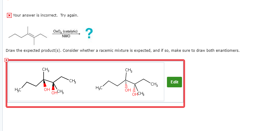 Solved 8.18e x Incorrect. H2 Pd 2 Draw the expected | Chegg.com