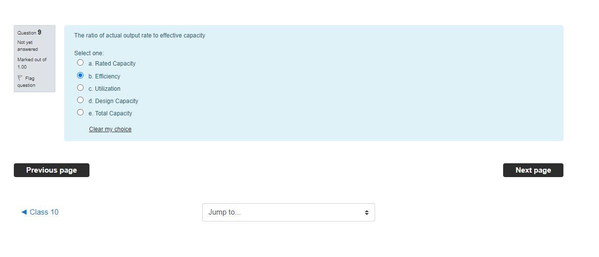 Solved The ratio of actual output rate to effective capacity | Chegg.com