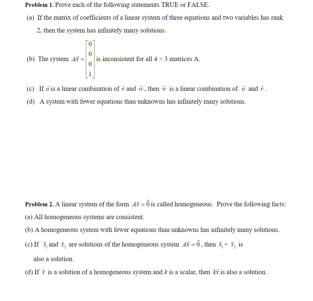 Solved prove true or false for all of problem 1 and prove | Chegg.com