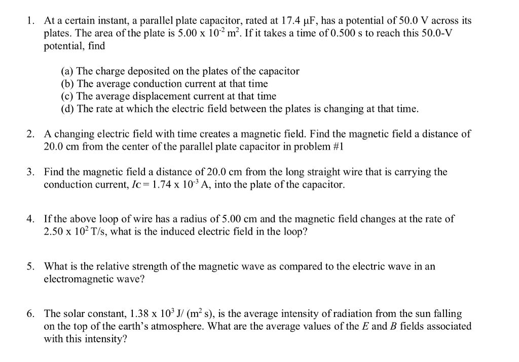 Solved At a certain instant, a parallel plate capacitor, | Chegg.com