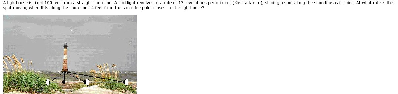 Solved A lighthouse is fixed 100 feet from a straight | Chegg.com
