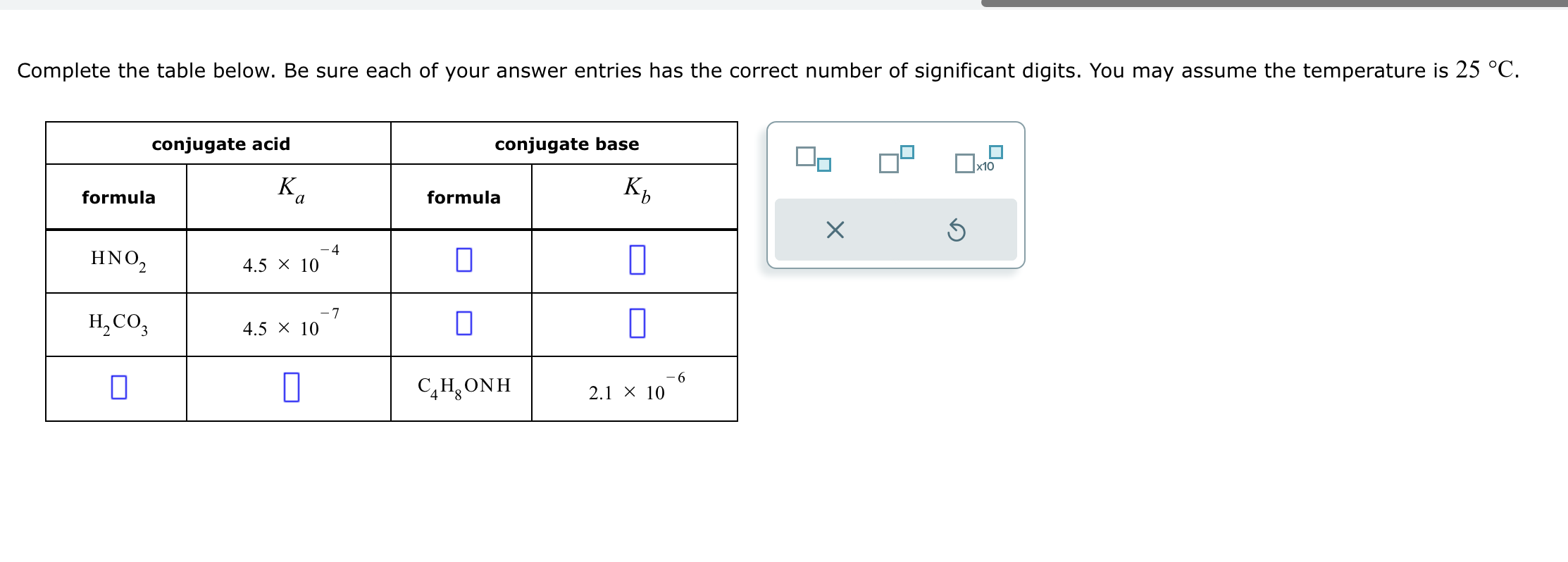 Solved Complete the table below. Be sure each of your answer | Chegg.com