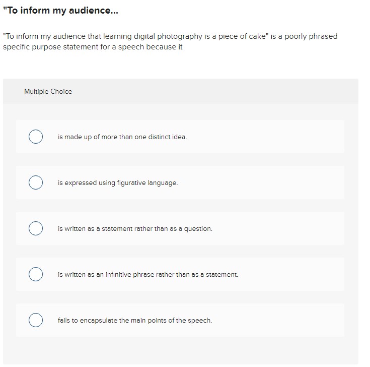 "To inform my audience... "To inform my audience that | Chegg.com