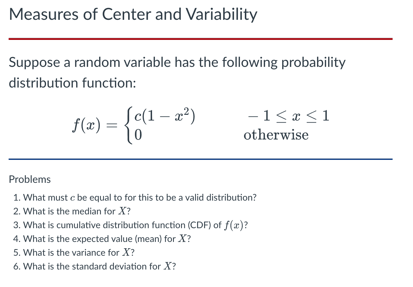 Solved Measures of Center and Variability Suppose a random | Chegg.com