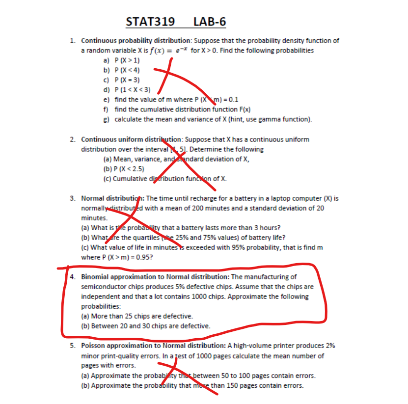 Solved STAT319 LAB-6 1. Continuous probability distribution: | Chegg.com