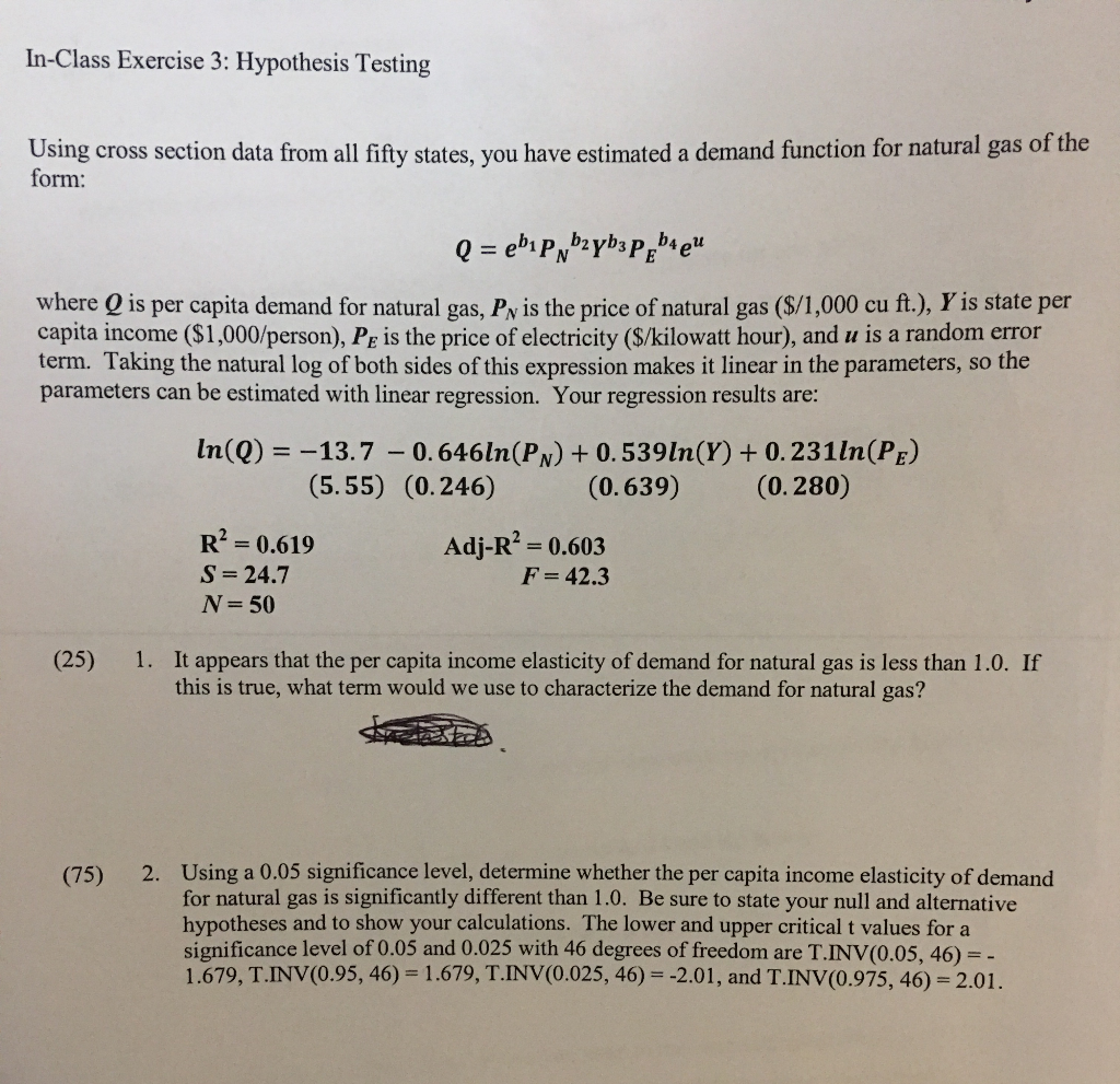 Solved In-Class Exercise 3: Hypothesis Testing Using cross | Chegg.com