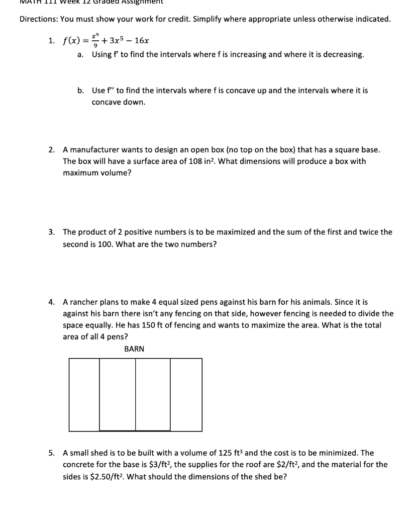 Solved MATH 111 Week 12 Grade Assignment Directions: You | Chegg.com