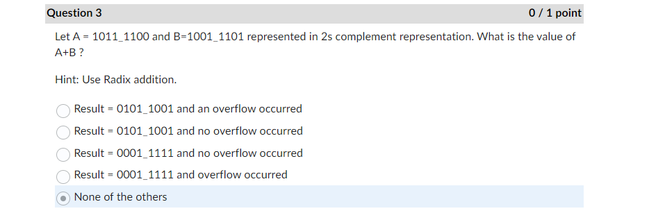 Solved Question 301 ﻿pointLet A=10111100 ﻿and B=10011101 | Chegg.com