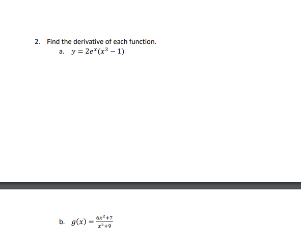 Solved 2. Find the derivative of each function. a. y = | Chegg.com