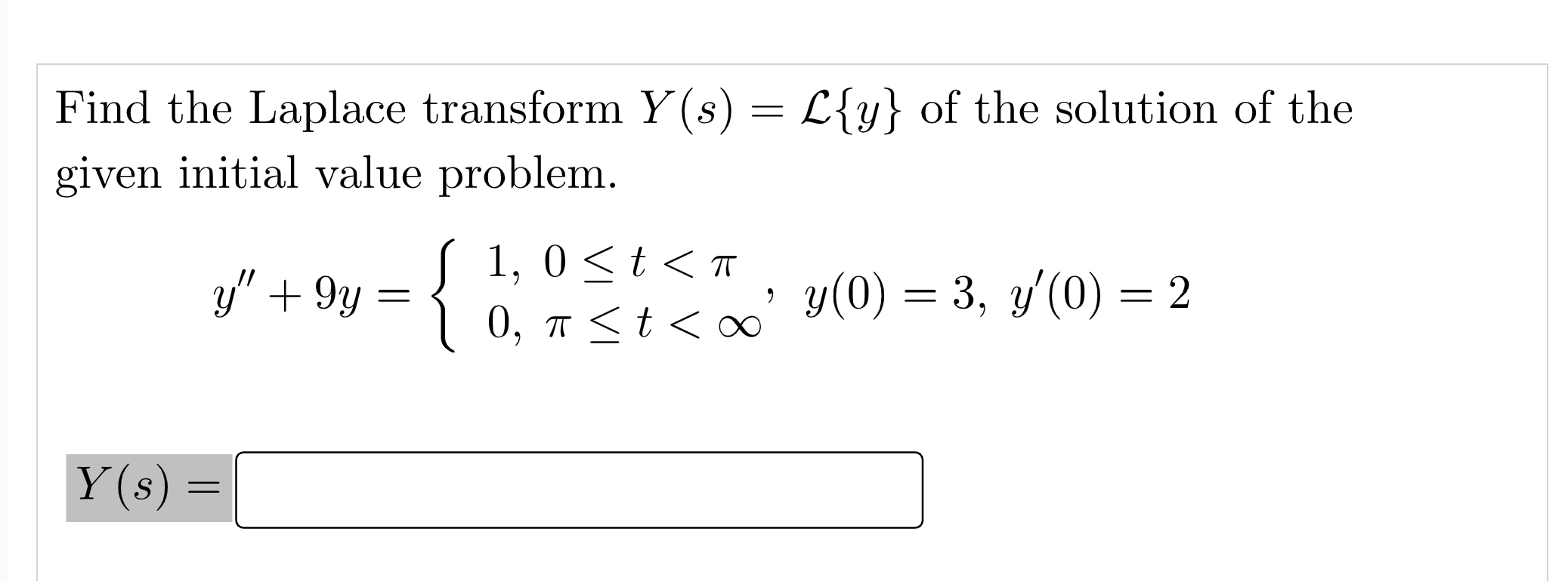 Solved find the laplace transform Y(s)=L{y} of the solution | Chegg.com