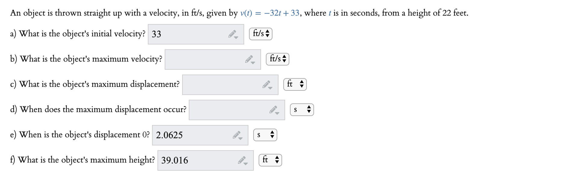 Solved An object is thrown straight up with a velocity, in | Chegg.com