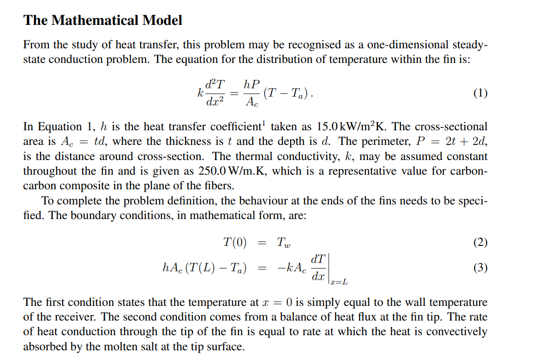 Solved The Mathematical Model From the study of heat | Chegg.com