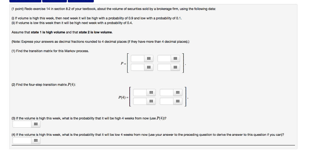 Solved (1 point) Redo exercise 14 in section 8.2 of your | Chegg.com