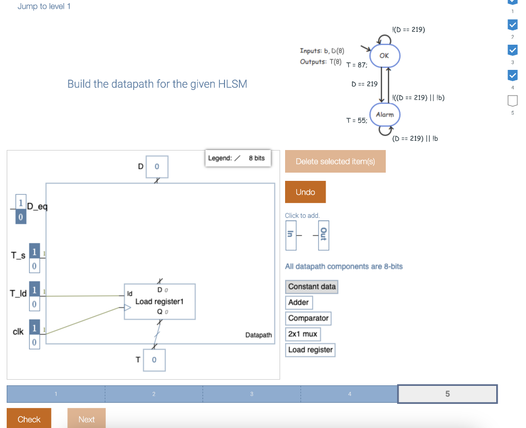 Build the datapath for the hlsm using adders, | Chegg.com