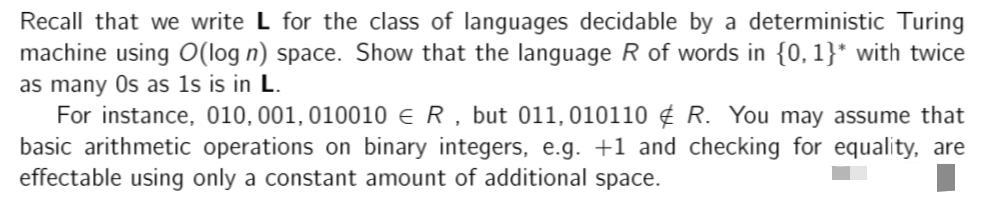 Solved Recall that we write L for the class of languages | Chegg.com