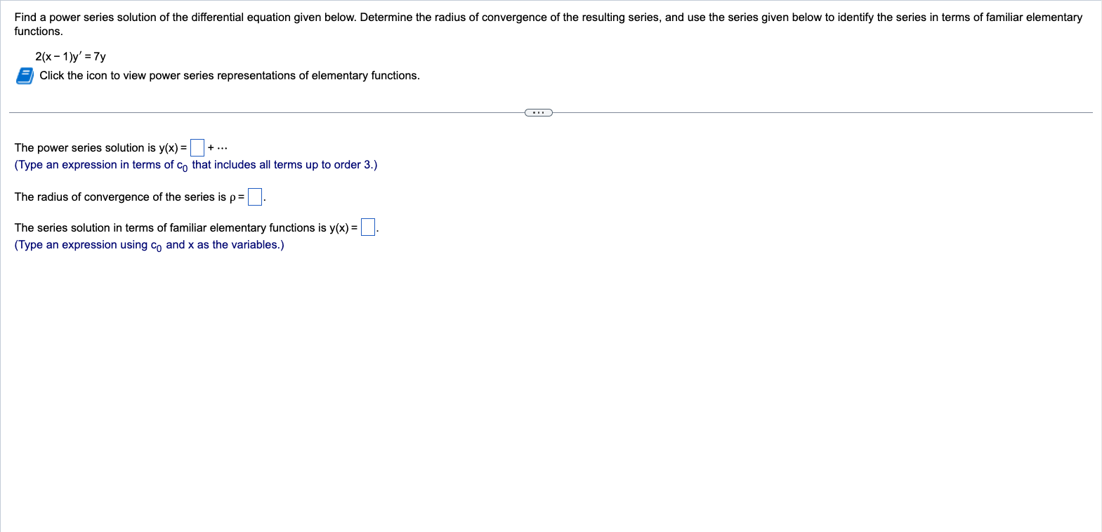 Solved functions. 2(x−1)y′=7y Click the icon to view power | Chegg.com