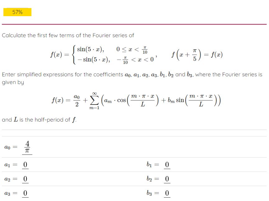 Solved Calculate the first few terms of the Fourier series | Chegg.com