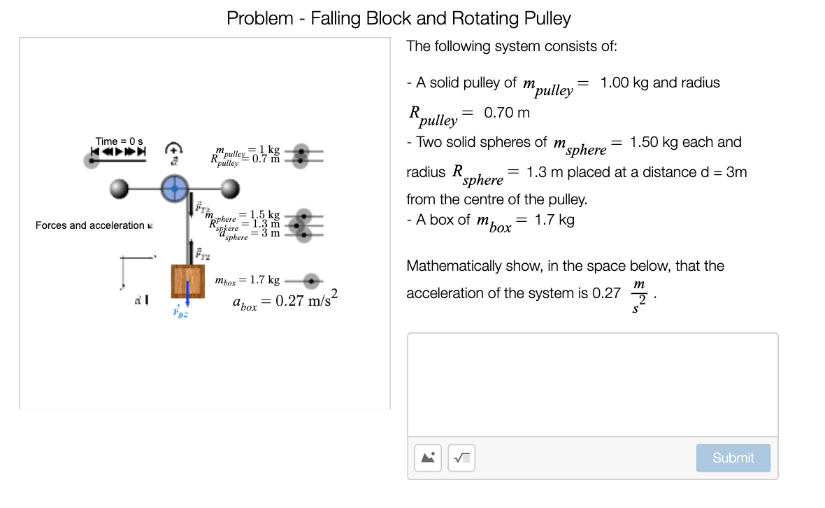Solved Problem - Falling Block and Rotating Pulley The | Chegg.com