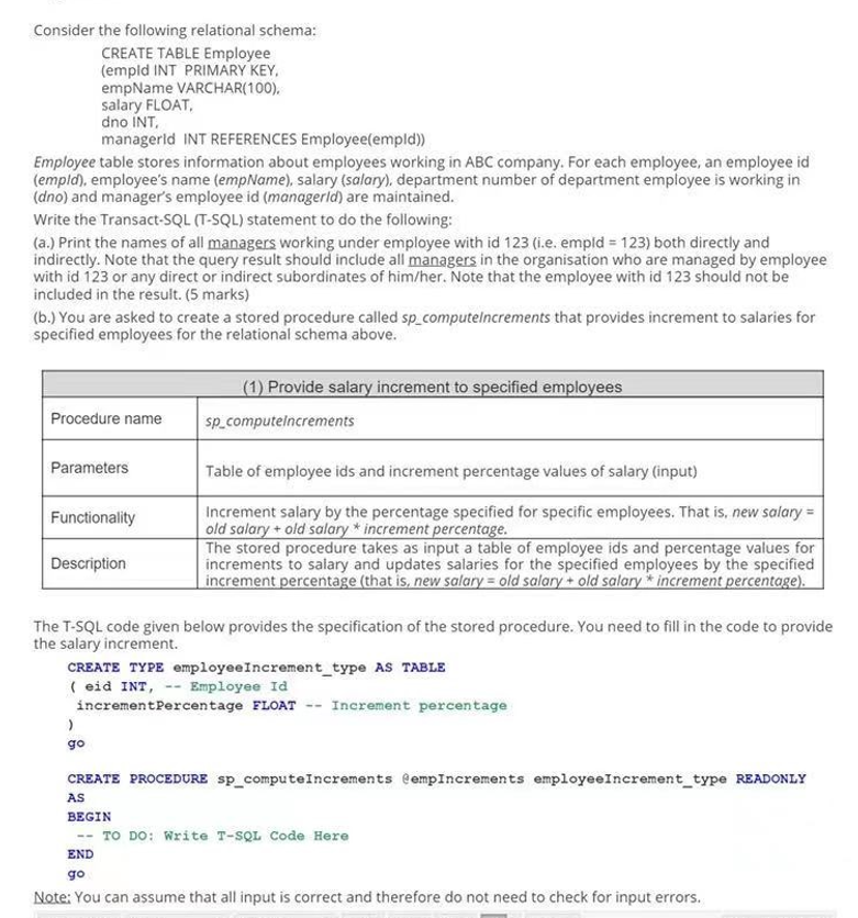 Solved Consider the following relational schema: CREATE | Chegg.com