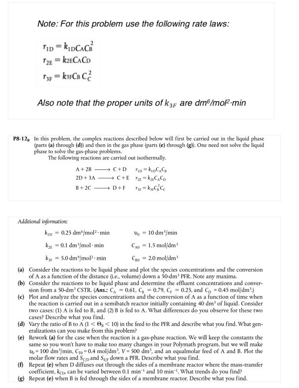Solved Note: For this problem use the following rate laws: | Chegg.com