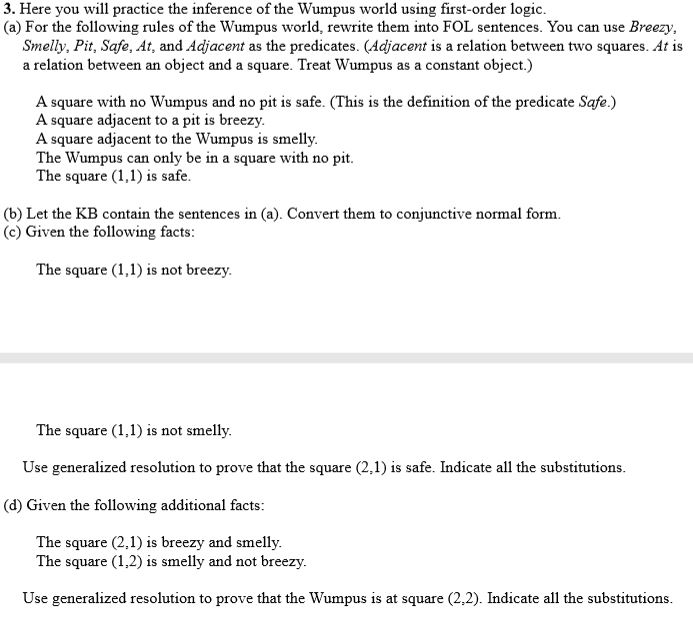 3. Here you will practice the inference of the Wumpus | Chegg.com