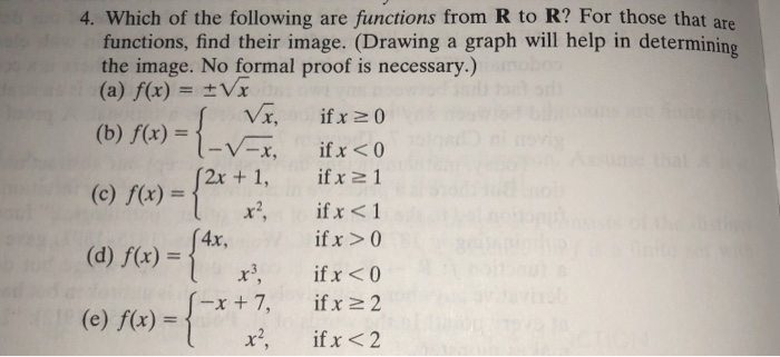 Solved 4. Which of the following are functions from R to R? | Chegg.com
