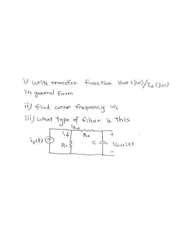 Solved i write transfer function Vout (jw) Is (JW) in | Chegg.com