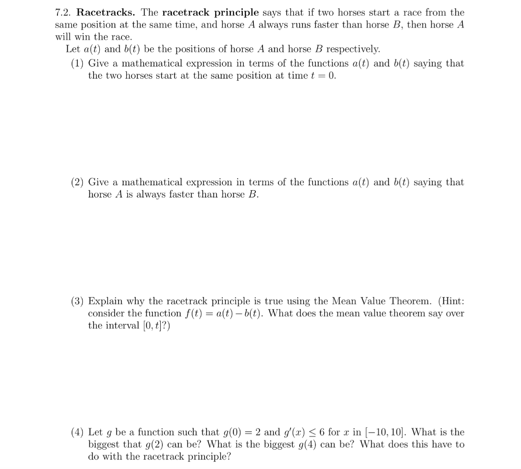 Solved 7.2. Racetracks. The racetrack principle says that if | Chegg.com