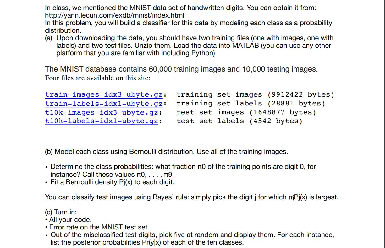 In class, we mentioned the MNIST data set of | Chegg.com