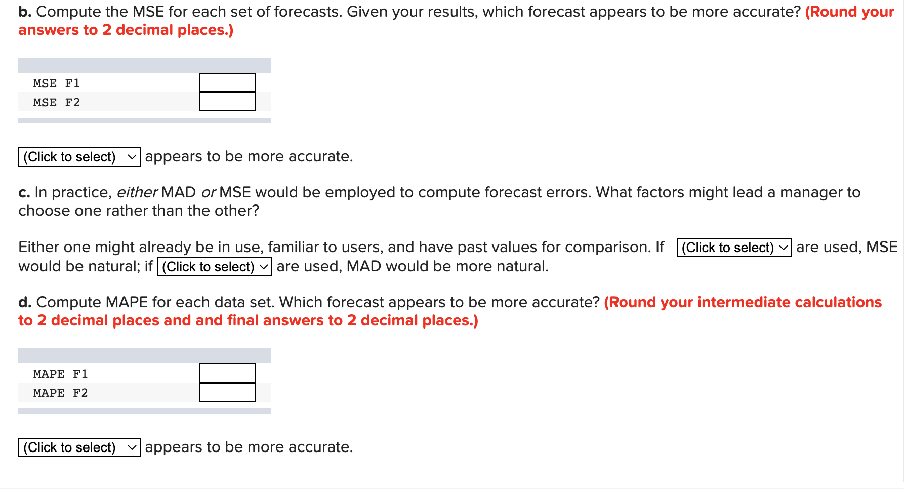 Solved Two different forecasting techniques (F1 and F2 ) | Chegg.com