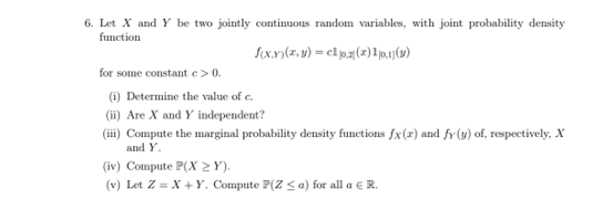 Solved Let X and Y be two jointly continuous random | Chegg.com