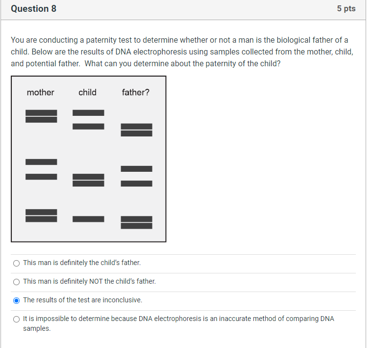 Solved You are conducting a paternity test to determine | Chegg.com