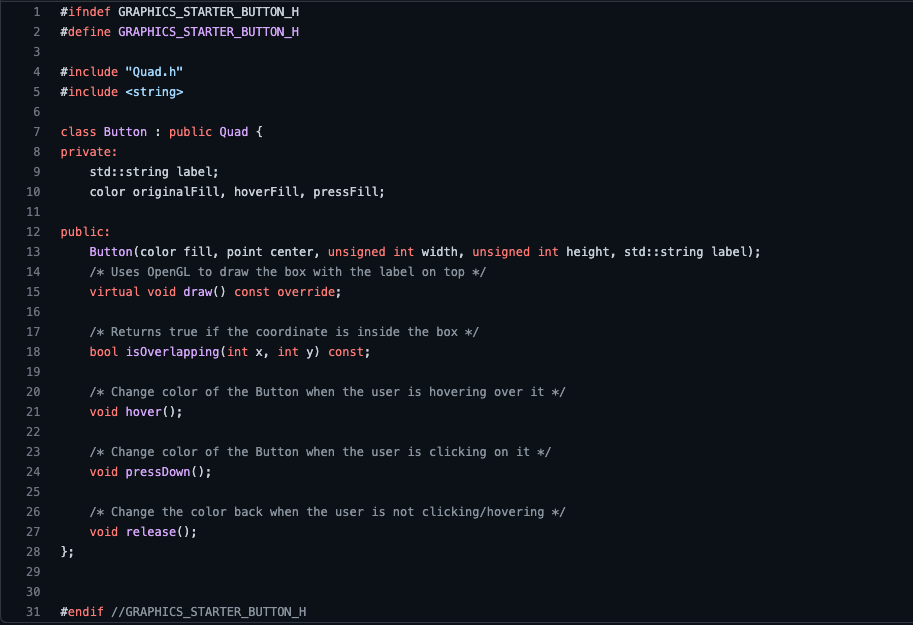 Solved * Complete methods in Quad.cpp and Button.cpp that | Chegg.com