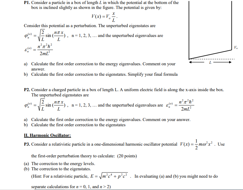 Solved P1. Consider a particle in a box of length L in which | Chegg.com