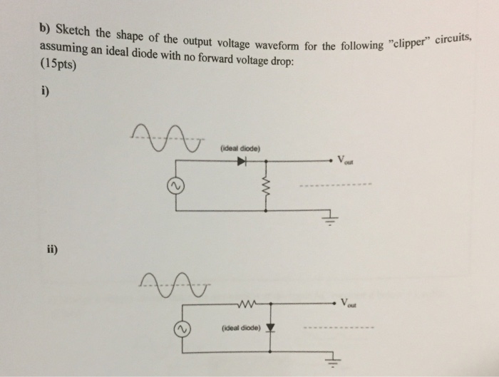 Solved b) Sketch the shape of the e output voltage waveform | Chegg.com