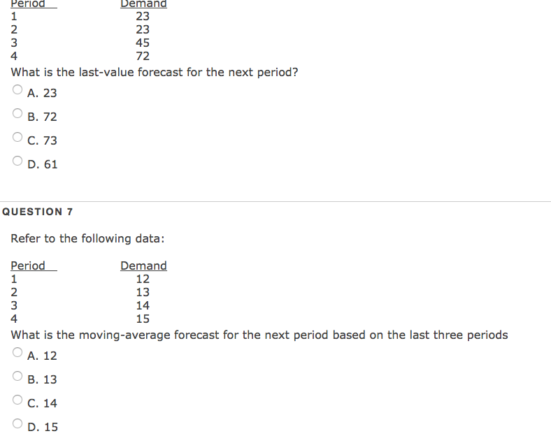 Solved Given forecast errors of 8, 10, and 9, what is the | Chegg.com
