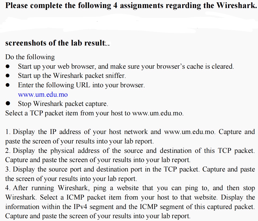 Please complete the following 4 assignments regarding | Chegg.com