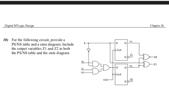 Solved For the following circuit, provide a PS/NS table and | Chegg.com