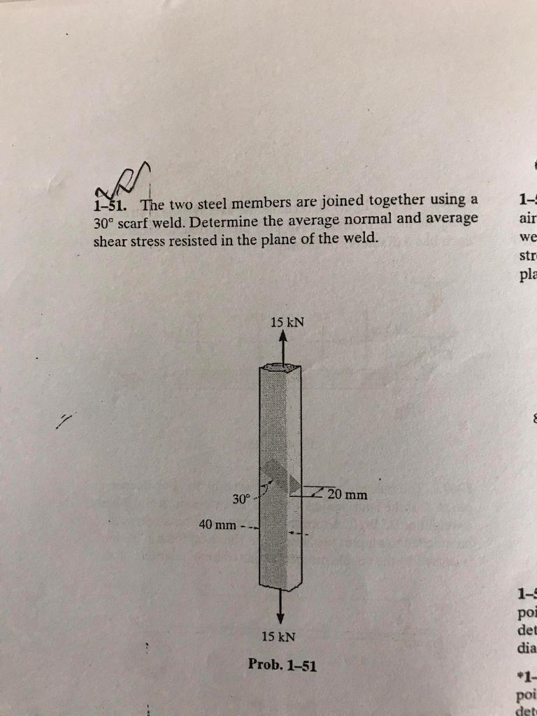 Solved 1-51. The two steel members are joined together using | Chegg.com