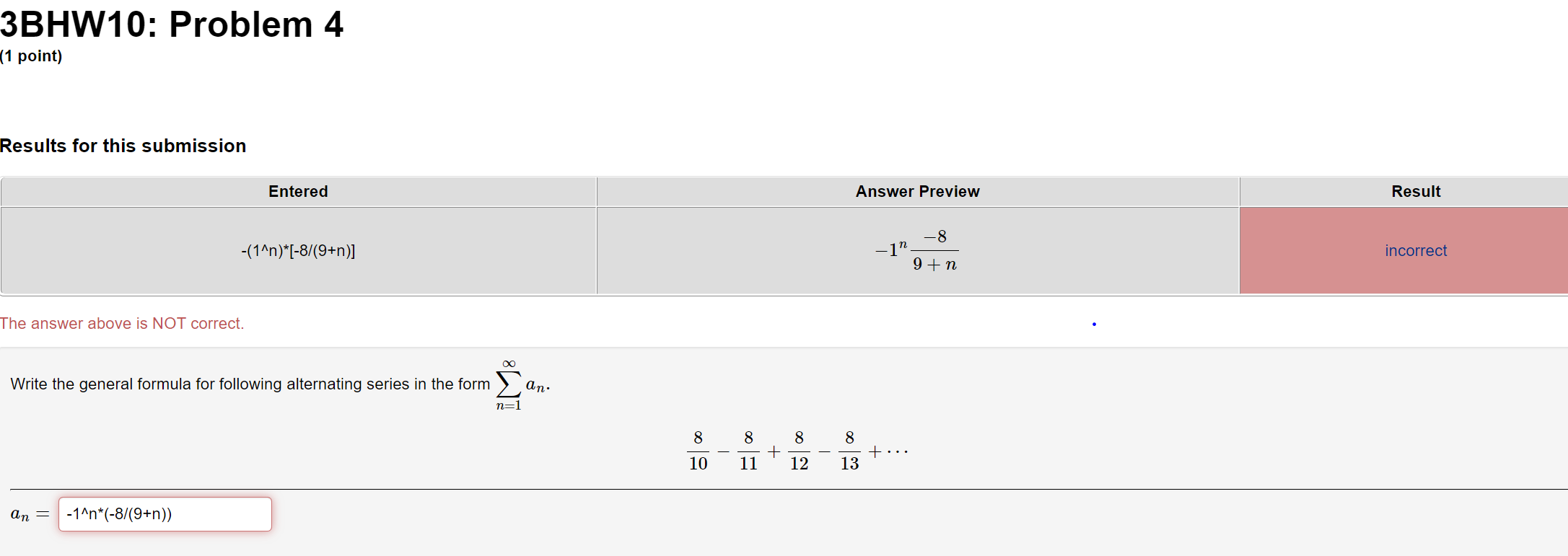 Solved 3BHW10: Problem 4 (1 point) Results for this | Chegg.com