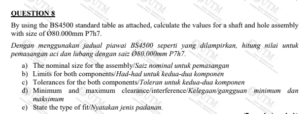 Solved TM TM TM QUESTION 8 By using the BS4500 standard | Chegg.com