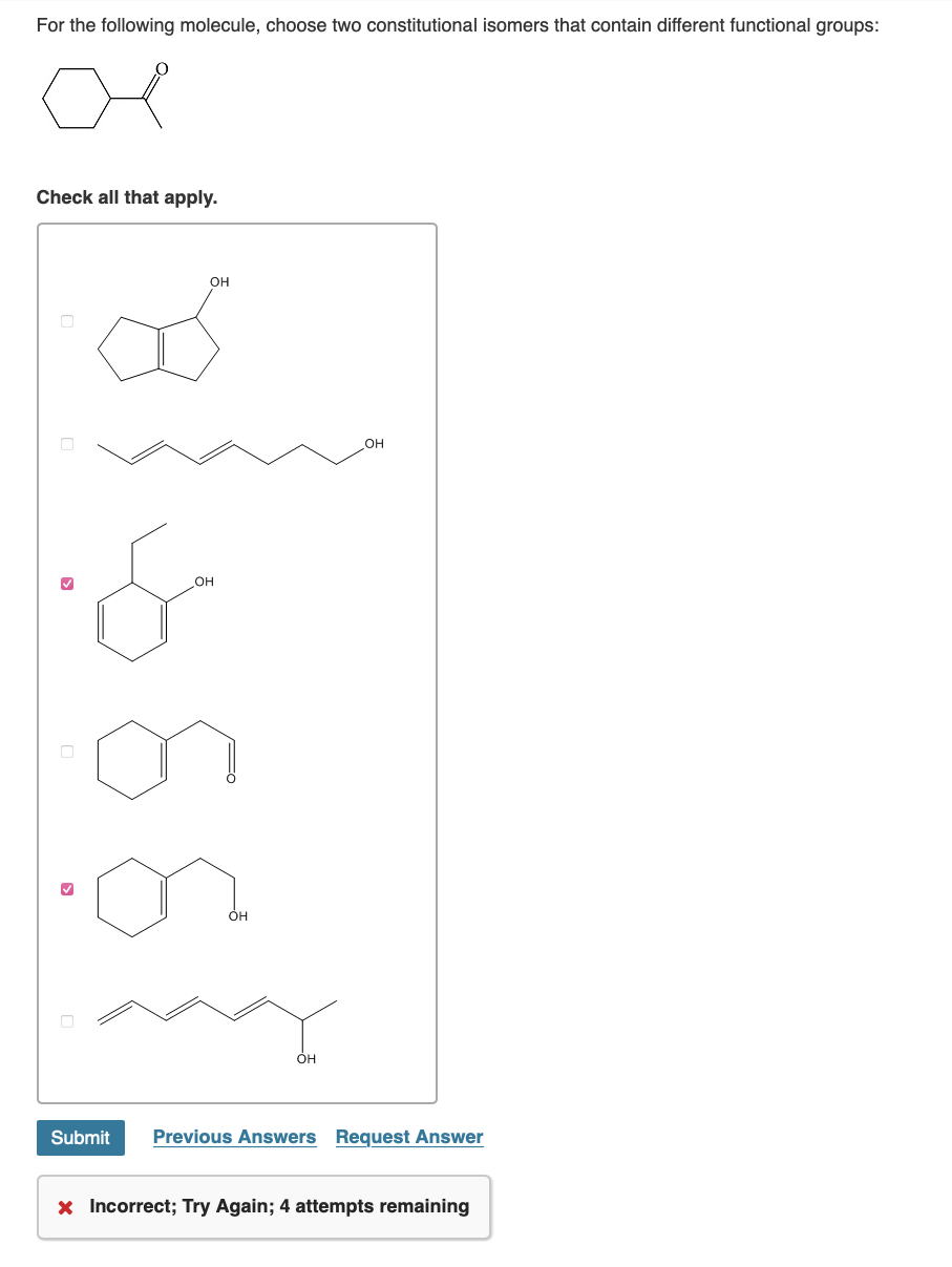 Solved For the following molecule, choose two constitutional | Chegg.com