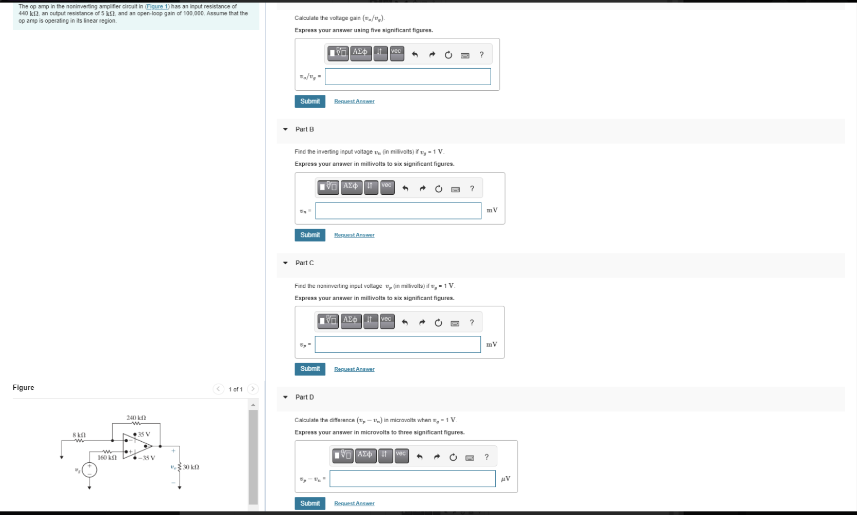 Solved The op amp in the noninverting amplifier circuit in | Chegg.com