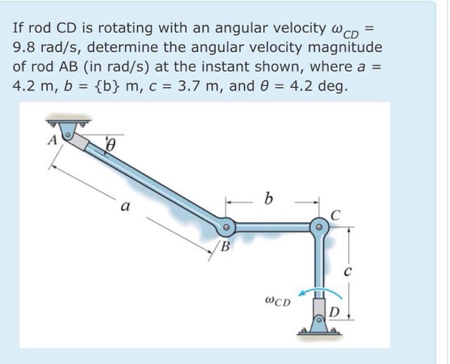 Solved If rod CD is rotating with an angular velocity CD 9.8 | Chegg.com