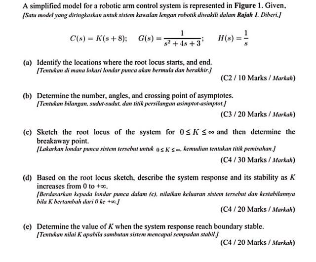 Solved A simplified model for a robotic arm control system | Chegg.com