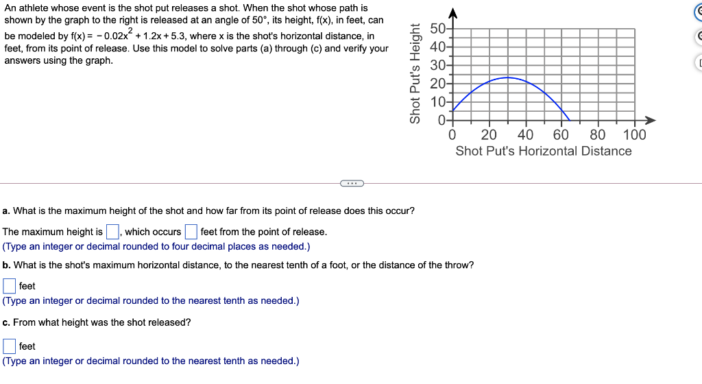 Solved An athlete whose event is the shot put releases a | Chegg.com