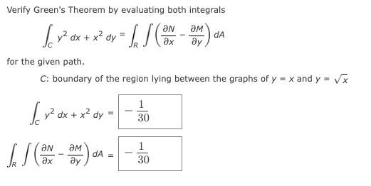 Solved Verify Green's Theorem by evaluating both integrals | Chegg.com