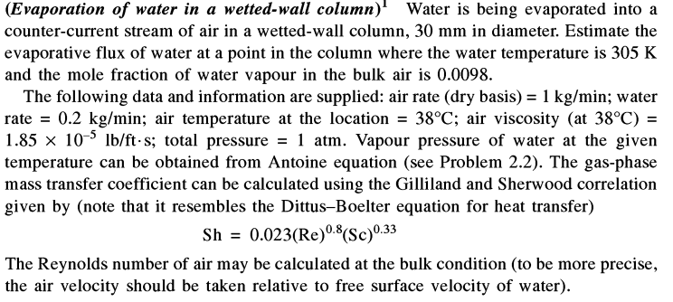 Solved (Evaporation of water in a wetted-wall column) ?1 | Chegg.com